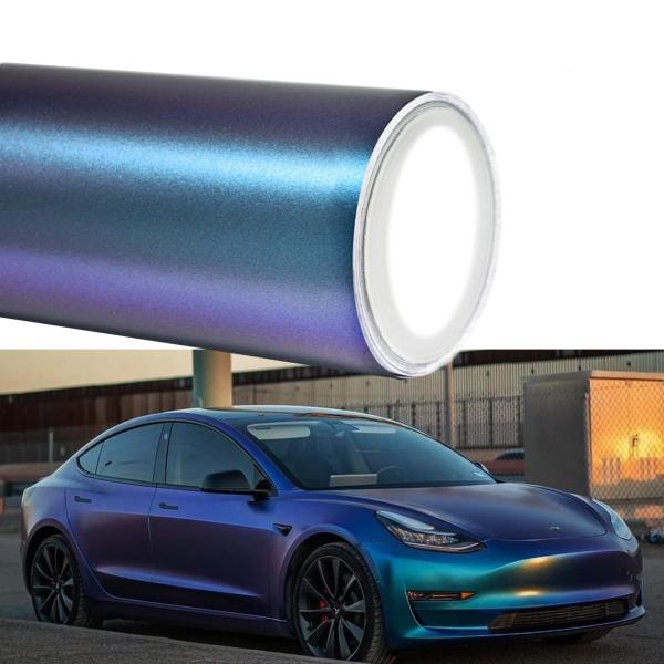 商品名: Lypumso カメレオンブルーからパープルビニールラップ、マットカーラップビニール車両粘着フィルム エアリリース 伸縮性 カラーチェンジカーステッカー DIYデカール 自動車外装内装用 1フィート×10フィート Lypumso ...
