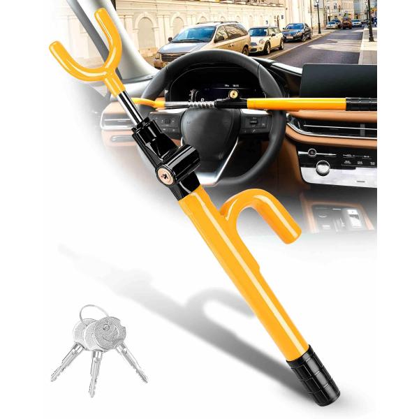 商品名: Tevlaphee ハンドルロック - 盗難防止デバイス 調節可能な車のホイールロック付き キー3個(イエロー) Tevlaphee Steering Wheel Lock - Anti Theft Device with Adj...