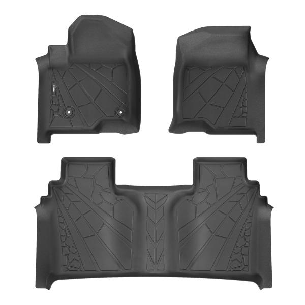 商品名: Karpal フロアマット シボレーシルバラード1500/GMC シエラ 1500 2019-2024 / シボレーシルバラード/GMC シエラ 2500HD/3500HD 2020-2024 クルーキャブ、1列目と2列目ライナー...