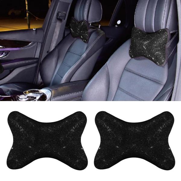 商品名: GLSOWEE 車用ネックピロー ドライビングシート用 キラキラ光るクリスタルラインストーンダイヤモンド 快適なヘッドレストクッション ヘッドレスト ネックサポート リラックス カーインテリアアクセサリー 女性用 ガーリー(ブラッ...