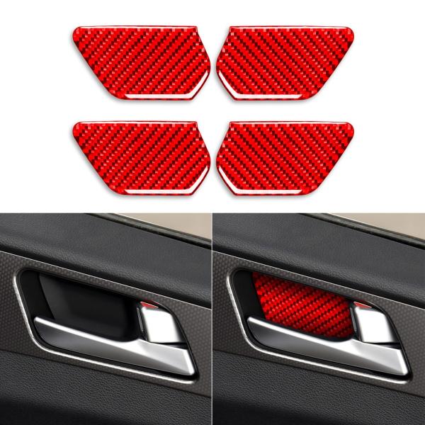 商品名: PJFUS 車 インナードア ボウル パネル 衝突プロテクター ハンドル ボウル カバー パッド ステッカー リアル 3K レッド カーボンファイバー トリム ヒュンダイ ソナタ 2015 2016 2017 自動車内装アクセサリ...