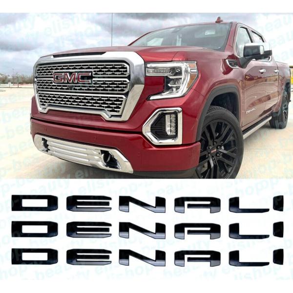 商品名:  Generic 3 Pcs Denali Emblem Badge for 2019-2024 Sierra and Yukon Letters Emblems Gloss Black - Door Tailgate 1500 ...