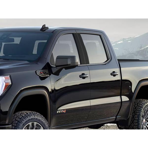 商品名: Rvinyl ピラーポスト ウィンドウトリム GMC Sierra 2015-2019 (2500/3500 Crew/Extended Cab) 対応 - グロス(ブラック) Rvinyl Pillar Post Pre Cut...