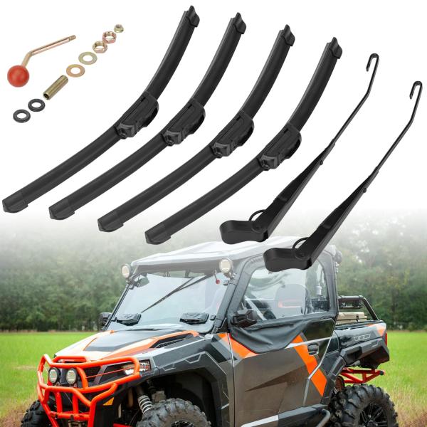 商品名: SMOTRCC 2セット UTV 手動ワイパーキット 16インチワイパーブレードと13.75インチワイパーアーム付き、Polaris Ranger RZR 570/900/1000に対応 Can-Am Defender、Maver...