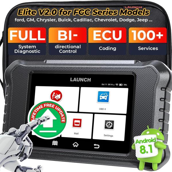 商品名: LAUNCH X431 Creader Elite 2.0 FGC OBD2スキャナー フォード/GM/シボレーシリーズ用 ECUコーディング、双方向制御、すべてのシステム診断スキャンツール、フルサービス、キープログラミング、Au...
