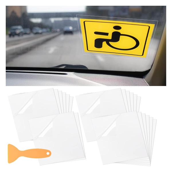 商品名: smilfuy 車用フロントガラスステッカーデカール、6.3×6.3インチ 車用フロントガラスステッカーアプリケーター スクイージー付き、クリアウィンドウ静電気粘着フィルムデカール 駐車許可証検査ステッカーホルダー用 (20枚) ...