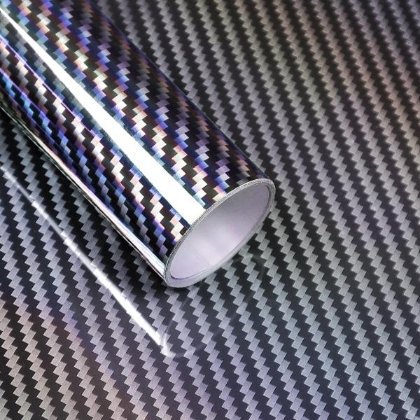 商品名: Lypumso 2Dホログラフィックカーボンファイバービニールラップ、ハイグロスシルバーレインボークロームラッピングビニールフィルムエアリリーステクノロジーオートDIYペイント交換用ラップロール1フィート×5フィート Lypums...