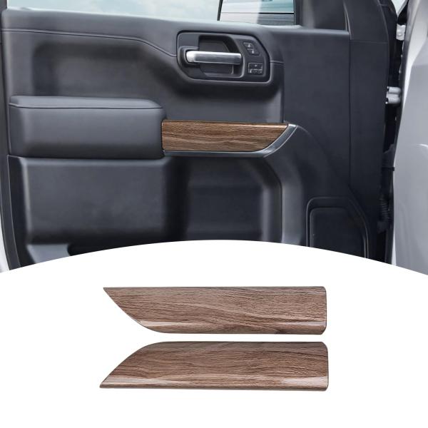 商品名: PDKLIN シルバラードフロントドアパネルトリムカバー シボレー シルバラード GMC シエラ 2019-2022 木目調インテリアアクセサリー 2個 PDKLIN for Silverado Front Door Panel ...