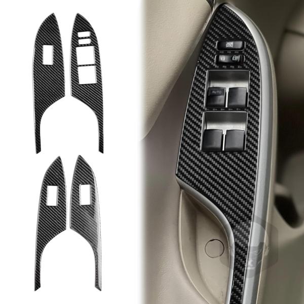 商品名: ジェネリックオートドアガラスリフティングコントロールパネルウィンドウ電源スイッチパネルステッカーリアルカーボンファイバーインテリアトリムアクセサリートヨタカローラ2009 2010 2011 2012 2013 ブラック、BM85...