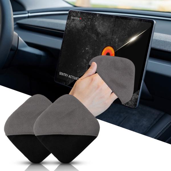 商品名: BubabyZZ 2個 カースクリーンクリーナー スクエア、自動タッチスクリーンクリーニングワイプ、マイクロファイバースクリーンクリーンクロス 車内アクセサリー ユニバーサル車両ダッシュボードディスプレイ用 Tesla ect(グ...