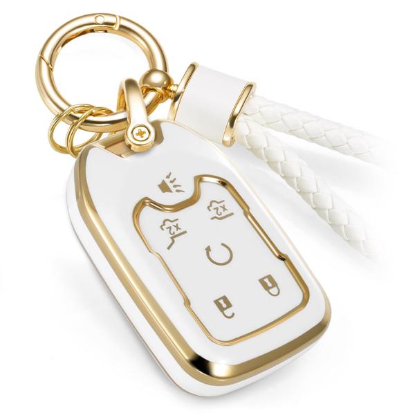 商品名:  CTRINEWS for GMC Key Fob Cover with Metal Braided Keychain, Upgraded Soft Key Case for Terrain Yukon XL Chevy Subu...