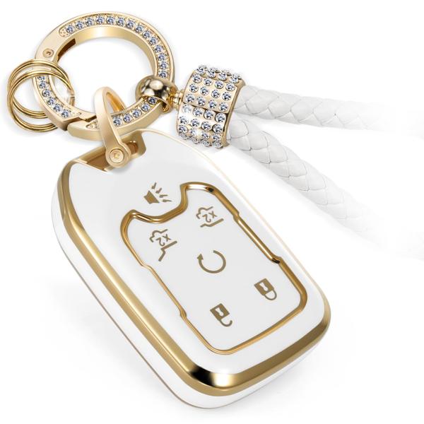 商品名:  CTRINEWS for GMC Key Fob Cover with Luxury Diamond Bling Braided Keychain, Upgraded Soft Key Case for Terrain Yuko...