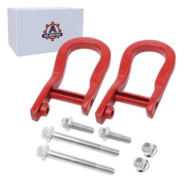 商品名: AAイグニッションフロント牽引フック84192871交換用。 AA Ignition Front Tow Hook Recovery Shackles Set of 2 Compatible with Chevy and GMC ...