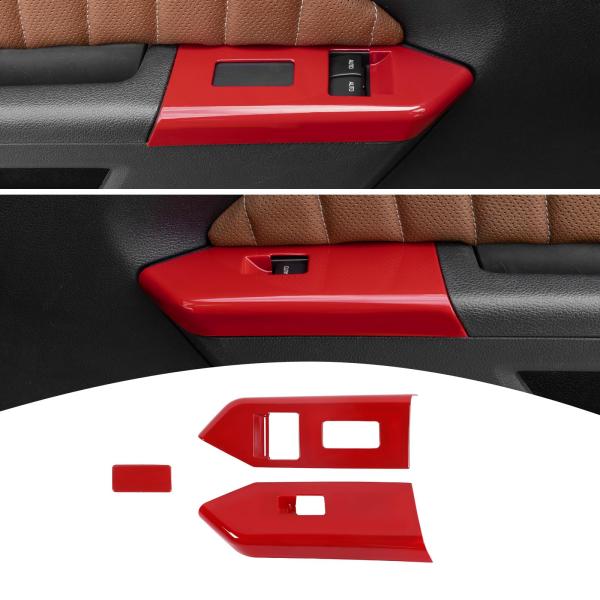 商品名: PDKLIN マスタングパワーウィンドウスイッチパネルカバートリムレッド フォードマスタング2010 2011 2012 2013 2014 レッドインテリアアクセサリー PDKLIN for Mustang Power Wind...