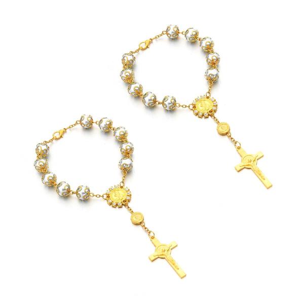 商品名: Yourkar 2個 カーロザリオ バックミラー用 自動車ロザリオ 宗教的なカーミラー 吊り下げ装飾 パーソナライズ バックビュー クロス 祝福 ビーズ装飾 ユニバーサルカーアクセサリー (ゴールデン) Yourkar 2 PCS...