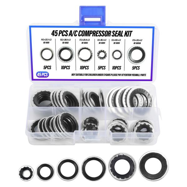 商品名: bylikeho 45個 Oリング詰め合わせキット、AC Oリングキット、カーアクセサリーACシールキット、シールガスケットワッシャー、自動車用ACコンプレッサーシール、シーリングORingsガスケットラバーワッシャーリング by...
