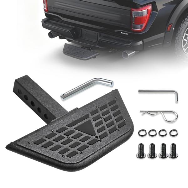 商品名: ピックアップトラック用ユニバーサルヒッチステップ - 滑り止めソリッドトレーラーヒッチステップ 2インチレシーバーヒッチアクセサリーリアバンパーガードプロテクター 車 SUV ATV用 アップグレードされたテクスチャードブラック ...