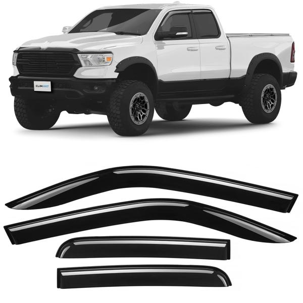商品名:  CLIM ART Incredibly Durable Rain Guards for Dodge RAM 1500 2019-2026 Quad Cab, Tape-on Window Deflectors, Vent Def...