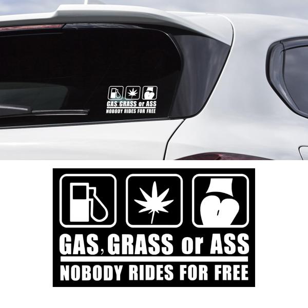 商品名:  RGOAANC Gas Grass or Ass Stickers for Cars, Nobody Rides for Free Car Vinyl Decal Sticker, Funny Bumper Stickers, ...