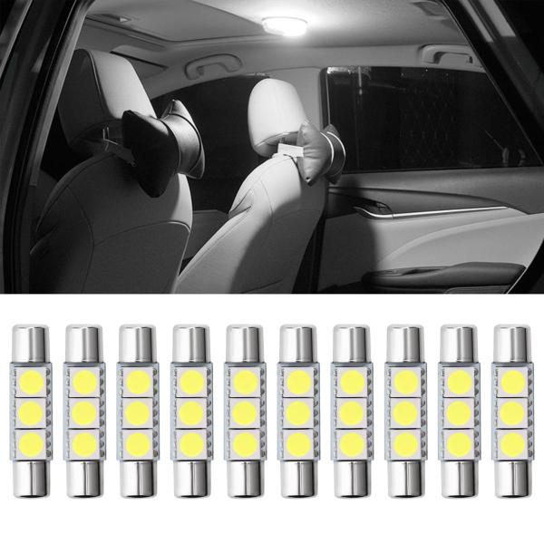 商品名:  RGOAANC 10PCS T6 5050 Car LED Sun Visor Lights, Car Led Bulb, 28mm LED 12V Vehicle Reading Light Bulb Replacement,...