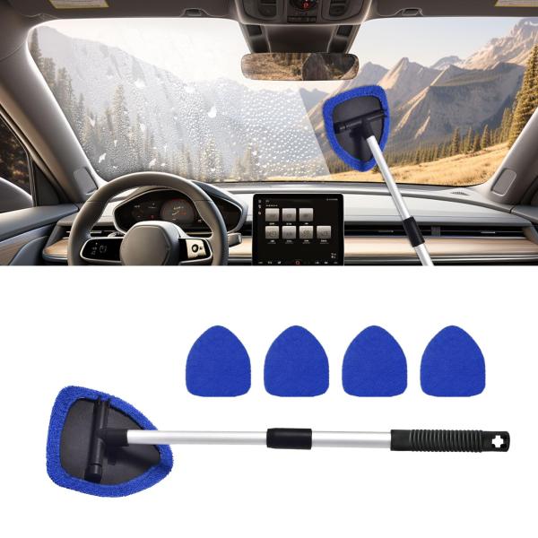 商品名: RGOAANC ロングハンドル付き洗車ブラシ、フロントガラスクリーニングツール、洗車モップキットミットスポンジカークリーニング用品キット、マイクロファイバータオルグローブユニバーサル車、RV、SUV、トラックオフィス用(ブルー) ...