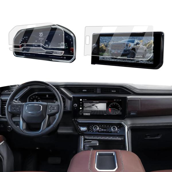 商品名: ECOZEN (エコゼン) スクリーンプロテクター 3枚 2022-2024 GMC Sierra 1500 &amp; 2024 Sierra 2500HD/3500HD対応 12.3インチダッシュボード + 13.4インチのナ...