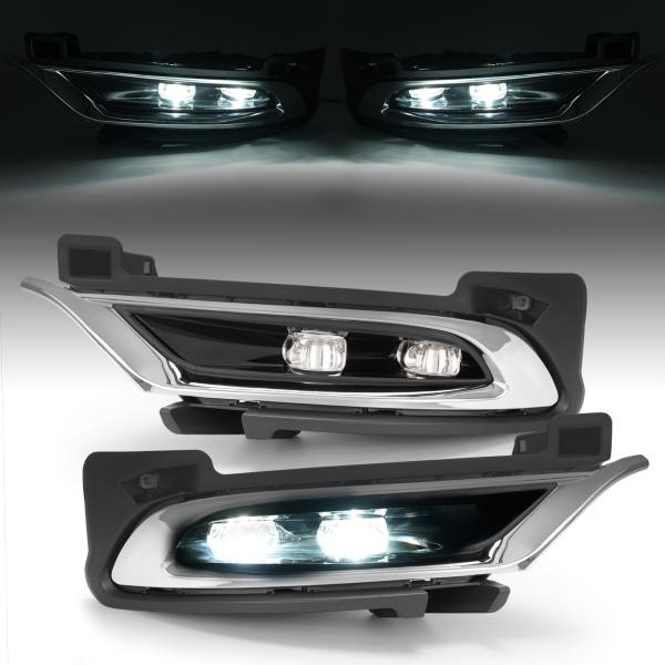 商品名:  HECASA Pair LED Fog Light&amp;Bezel&amp;Molding Compatible with 2015-2024 Chrysler 300 Replacement for CH2592154 C...