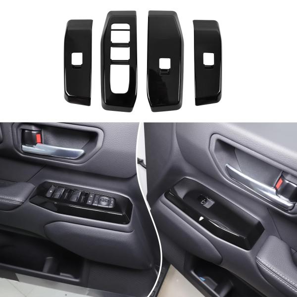 商品名: Fgtagtal ウィンドウリフトスイッチカバー トヨタランドクルーザープラド250 2024対応 ABSウィンドウリフトスイッチパネル装飾フレームトリムカバー、4個(ブライトブラック) Fgtagtal Window Lift ...