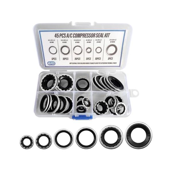 商品名:  45PCS Car A/C O-Ring Assortment Kit, Automotive A/C Compressor Gasket, Rubber Seal O Ring, Self-Centered Bonded Wa...