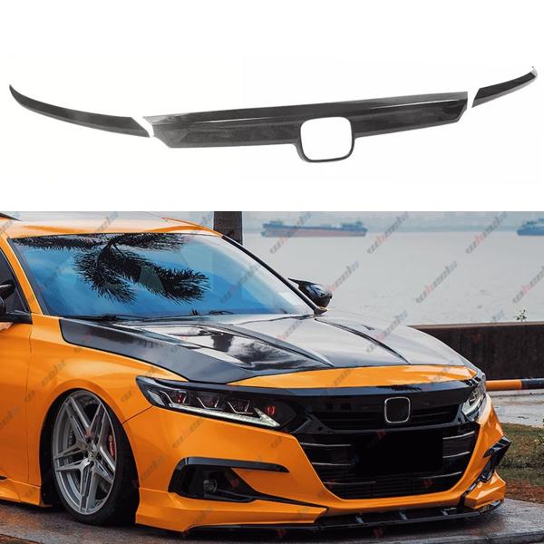 商品名: WheelX フロントグリル&amp;まぶたカバー3点セット 2021-2022 ホンダ アコード 第10.5世代 セダン対応 (カーボンファイバーパターン) WheelX 3Pcs Front Grille &amp; Eyel...