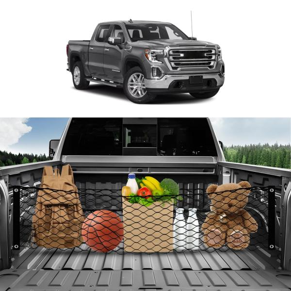 商品名: Karltys エンベロープスタイル トラック荷台カーゴネット GMC Sierra/Chevy Silverado 1500 2500HD 3500HD 2013-2024 2025用 高弾性 ピックアップトラック 荷台 カーゴ...