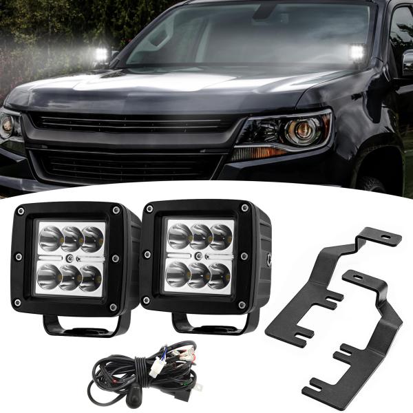 商品名:  Wsays 2Pcs 24 W LED Light Pods &amp; Ditch Hood Hinge LED Pod Mount Bracket w/Wiring Kit Compatible with Chevrolet...