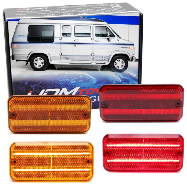 商品名:  iJDMTOY OE-Spec Amber/Red Lenses LED Front/Rear Side Marker Light Kit Compatible With 1985-1995 GMC/Chevy Van Spor...