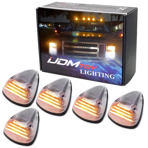 商品名:  iJDMTOY Semi-Clear Lens Amber LED Cab Roof Clearance Marker Lamps Compatible With Truck SUV 4x4, 5-Piece Rooftop R...