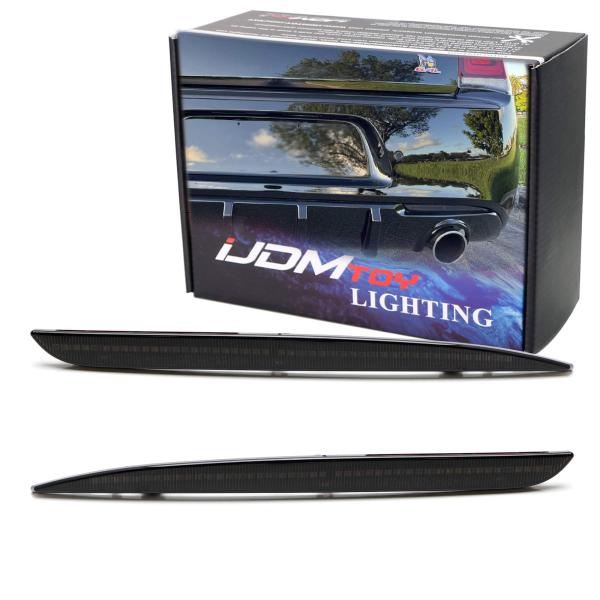 商品名: iJDMTOY ダーク スモーク リアバンパー リフレクターレンズ 2015-2023 Chrysler 300 OE-Spec LH RH アセンブリに対応 OEM Red Reflex 交換用 iJDMTOY Dark Smo...