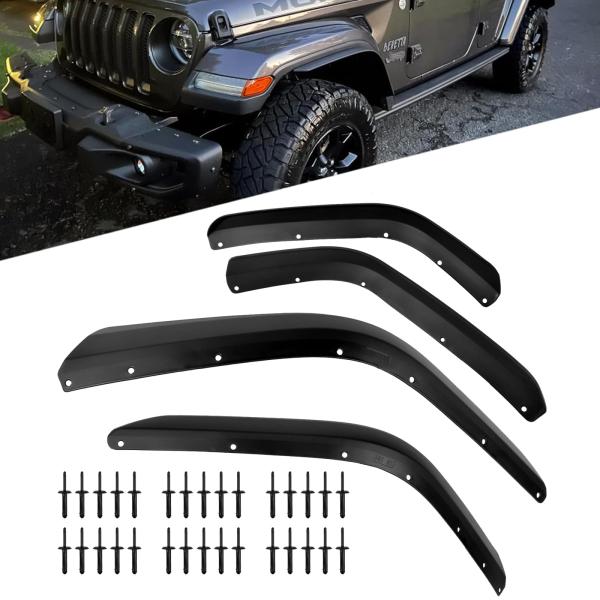 商品名: Flynsu フロント&amp;リアフェンダー フレア エクステンション セット 交換用 2018-2024 ジープ ラングラー JL JLU ホイール フェンダーライナー (Sahara Low Fenderに適合、4xには適合...