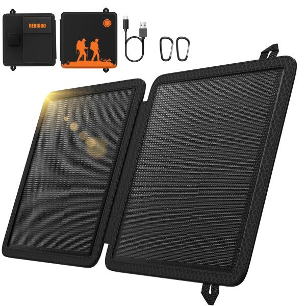 商品名: REDIGOO ポータブルソーラーパネル USB-C USB-A出力付き 携帯電話タブレット対応 ソーラーパネル充電器 10W ミニソーラーパネル REDIGOO Portable 10W Solar Panel Charger,...