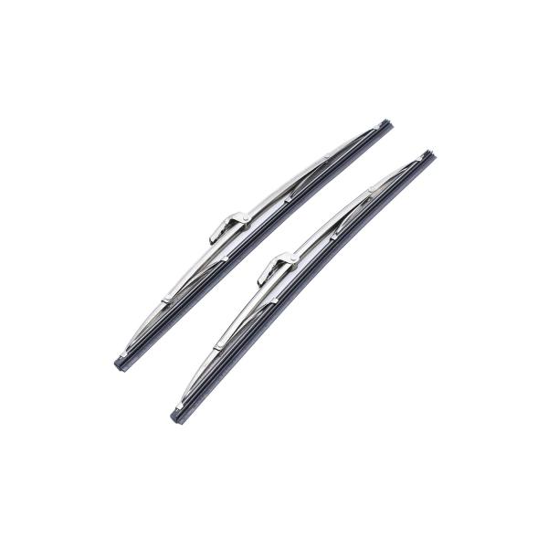 商品名: 12インチ 光沢仕上げ ステンレススチール フロントガラス ワイパーブレード ペア セット ユニバーサル 車用 12" Polished Stainless Steel Front Windshield Wiper Blades ...
