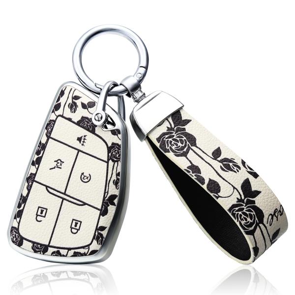 商品名:  TPU and Leather Key Fob Cover Fit for Chevy Car Accessories,Remote Key Protector Compatible with2021-2023 Chevy Ta...