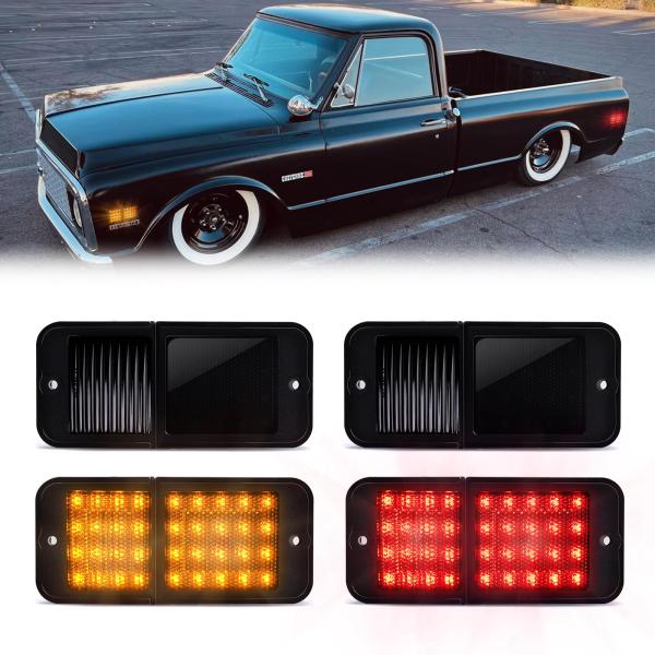 商品名:  LED Side Marker Lights for 1968-1972 Chevy C10 &amp; GMC Pickup Trucks C15 C25 C35 Amber Red Front Rear Bumper Mar...