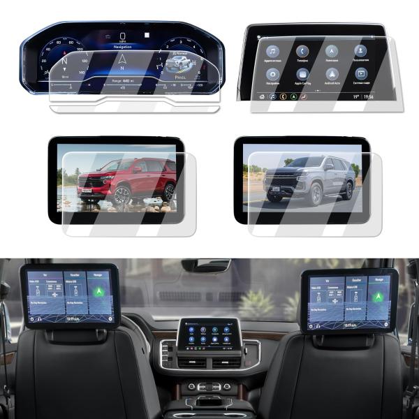 商品名:  Screen Protector For 2021-2024 Chevy Tahoe/Suburban &amp; GMC Yukon Touch Screen - 5 Pcs Dashboard + Navigation + ...