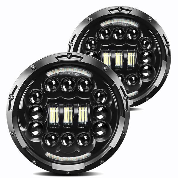 商品名:  H6024 7 Inch Led Headlights with Daytime Running Light Compatible with Jeep Wrangler JK JKU CJ TJ LJ Chevy Ford GM...