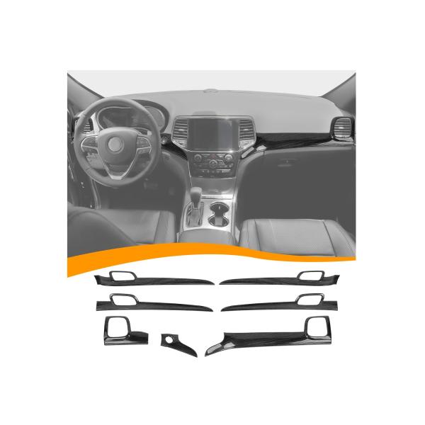 商品名: Hoolcar センターコンソールダッシュボードパネルトリムキット&amp;内装ドアハンドルカバーキット Jeep Grand Cherokee 2011-2020対応 ブラック木目調 Hoolcar Center Console...