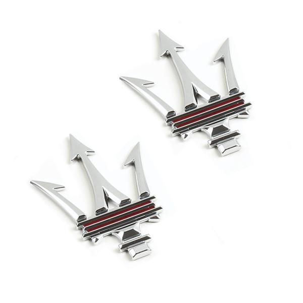 商品名: AULPEE サイドドア トライデント エンブレムステッカー 2個 3Dリアウィンドウバッジ Qvattroporte、Ghibliiシリーズアクセサリーに対応 (クローム新品) AULPEE 2PC Side Door Trid...