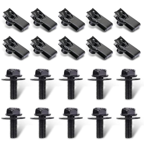 商品名:  ijuicy 20 PCS Car Body Bolts Screw Extruded U-nut Sets, Bumper Fender Lining Push-Pull Clip, Metal Rust-Proof and ...