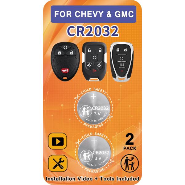 商品名:  Key Fob Batteries Replacement for Chevy GMC (Silverado Equinox Malibu Sierra Traverse Cruze Impala Tahoe Terrain A...