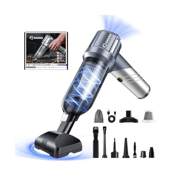 商品名:  Saker Car Vacuum Portable Cordless, Foldable Mini Handheld Vacuum Cordless and Air Duster 17000PA High Power Vacuu...
