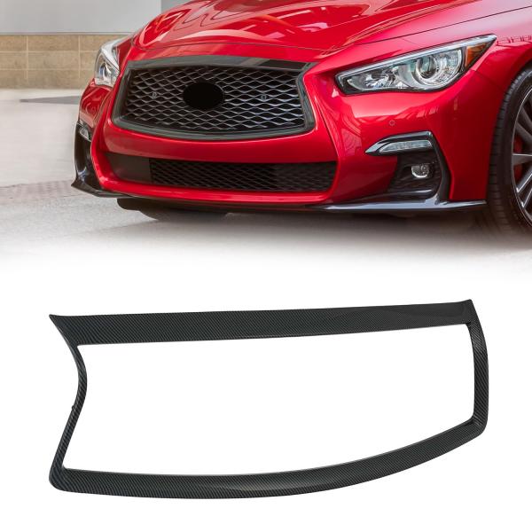 商品名: Partzer フロントグリルアウトライントリムオーバーレイカバー 2014-2017 インフィニティ Q50 S カーボンファイバー対応 Partzer Front Grill Outline Trim Overlay Cove...