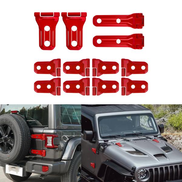 商品名:  x xotic tech 12PCS Exterior Decoration Trim Kit Compatible with Jeep Wrangler JL JLU 2018-up, Door Hinge Engine Ho...