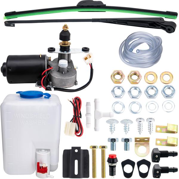 商品名: 電動UTVフロントガラスワイパーキット UTV Windshield Wiper Kit, Universal Electric UTV Wiper Kit with 12V Motor, 16" Blades &amp; Was...